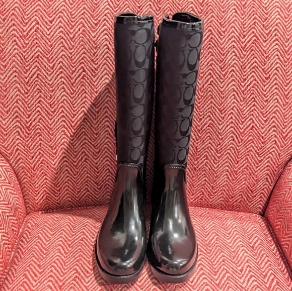 Coach | Shoes | New Coach Tristee Logo Rain Boots 7 | Poshmark